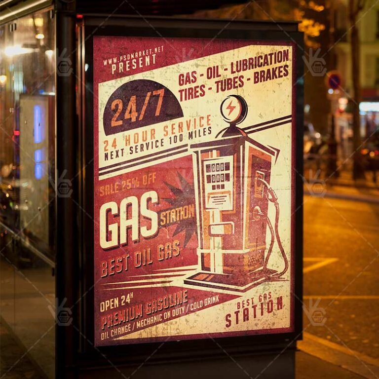Vintage Gas Station - Business Flyer PSD Template - PSDmarket