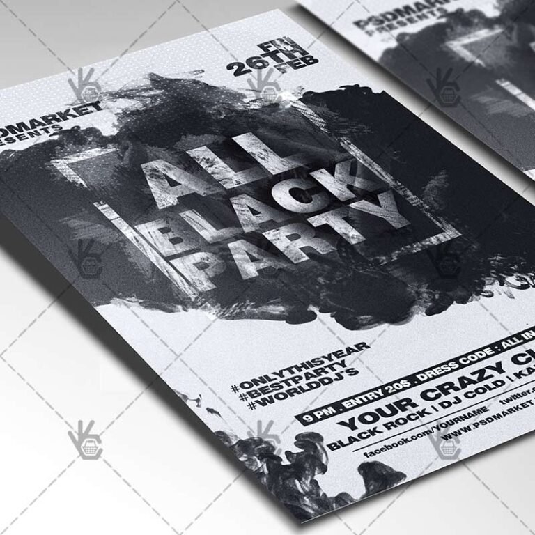 All Black Party - Club Flyer PSD Template - PSDmarket