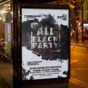 All Black Party - Club Flyer PSD Template - PSDmarket