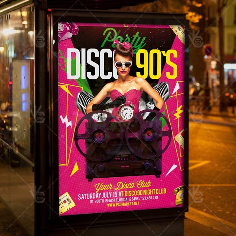 Disco 90s Night - Club Flyer PSD Template - PSDmarket