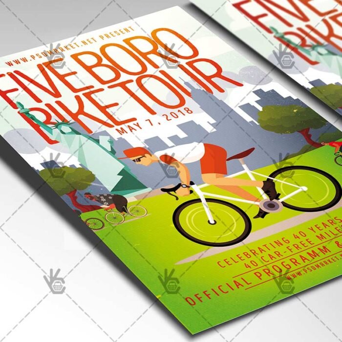 Five Boro Bike Tour Flyer - Sport PSD Template | PSDmarket