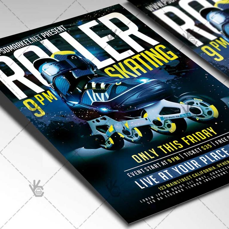 Download Roller Skating Party Flyer - PSD Template | PSDmarket