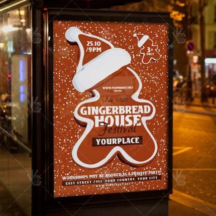 Gingerbread House Festival Flyer - PSD Template - PSDmarket