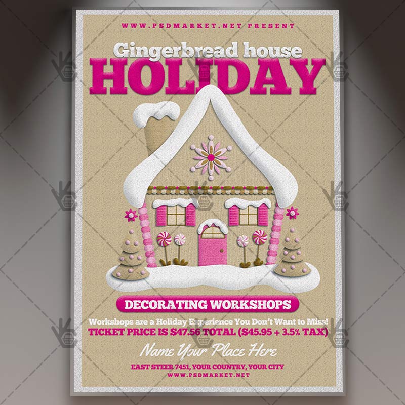 Download Gingerbread House Flyer PSD Template PSDmarket