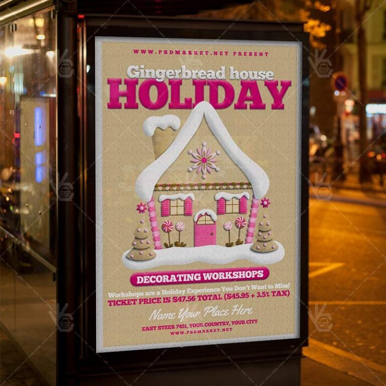 Gingerbread House Flyer - PSD Template - PSDmarket