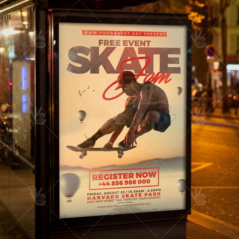 Skateboard Flyer - PSD Template - PSDmarket