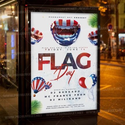 Flag Day Party Flyer - PSD Template - PSDmarket