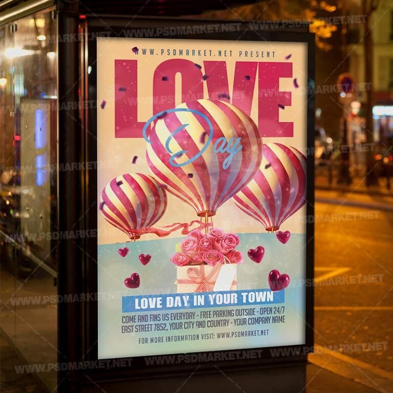 Love Day Party Event Flyer - PSD Template - PSDmarket