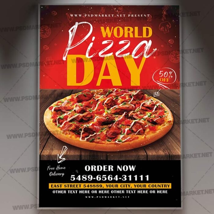 Download National Pizza Day 2021 Template - Flyer PSD | PSDmarket