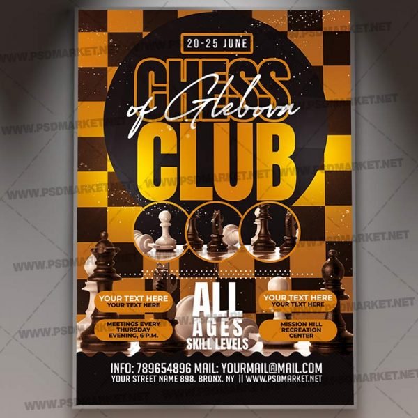 Chess Tournament Flyer - PSD Template | PSDmarket