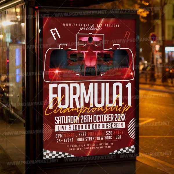 Download F1 Car Template Sport Flyer PSD | PSDmarket