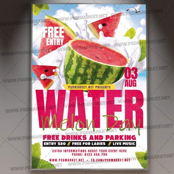 Download National Watermelon Day Template - Flyer PSD | PSDmarket