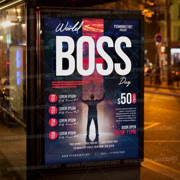 Download World Boss Day Template Flyer PSD | PSDmarket