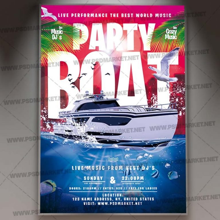 Download Cruise Party Event Flyer - PSD Template | PSDmarket