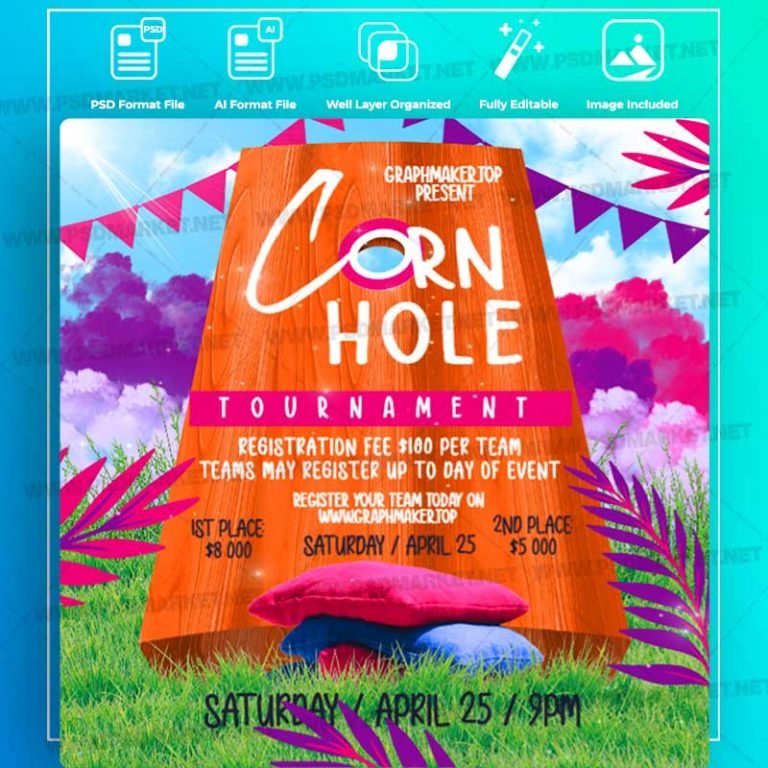 Download Cornhole Challenge Flyer - PSD Template | PSDmarket
