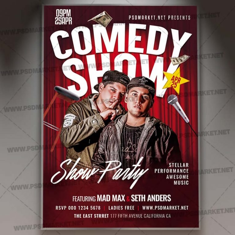 Download Comedy Party Flyer - PSD Template | PSDmarket