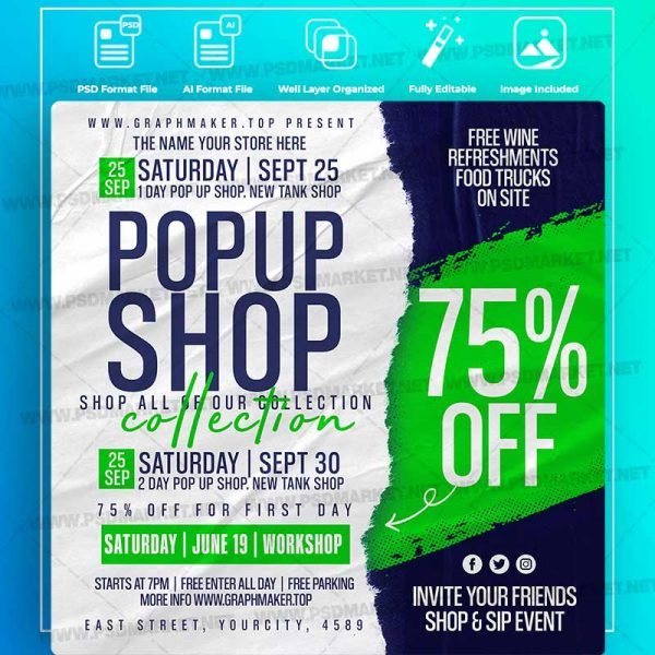 Download Pop Up Shop Flyer - PSD Template | PSDmarket