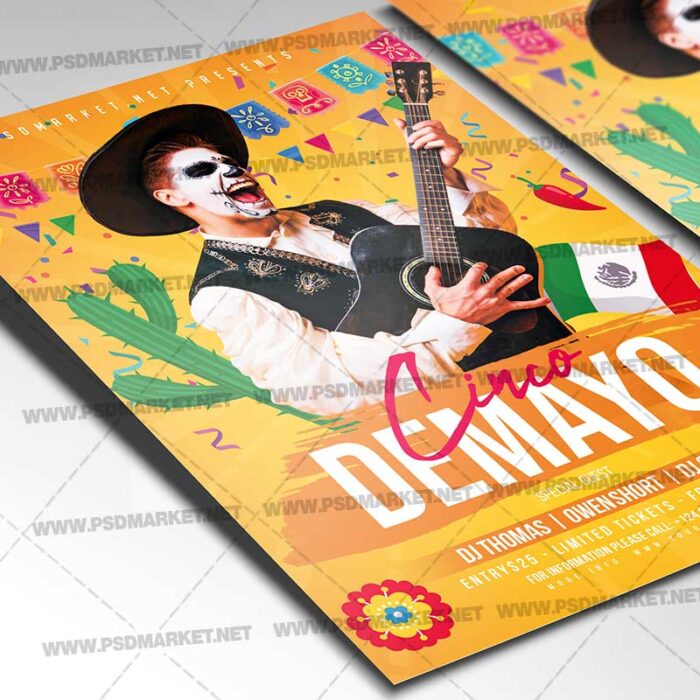 Cinco De Mayo Tequila Party Card Printable Psd Template
