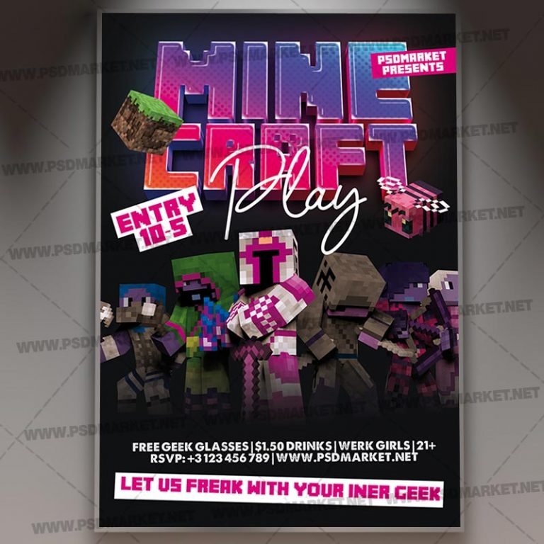 Download Minecraft PSD Template Flyer | PSDmarket