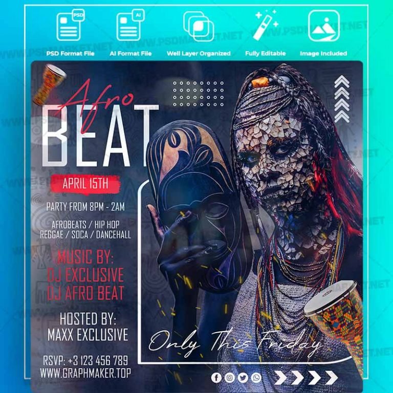 Download Afro Night Flyer - PSD Template | PSDmarket