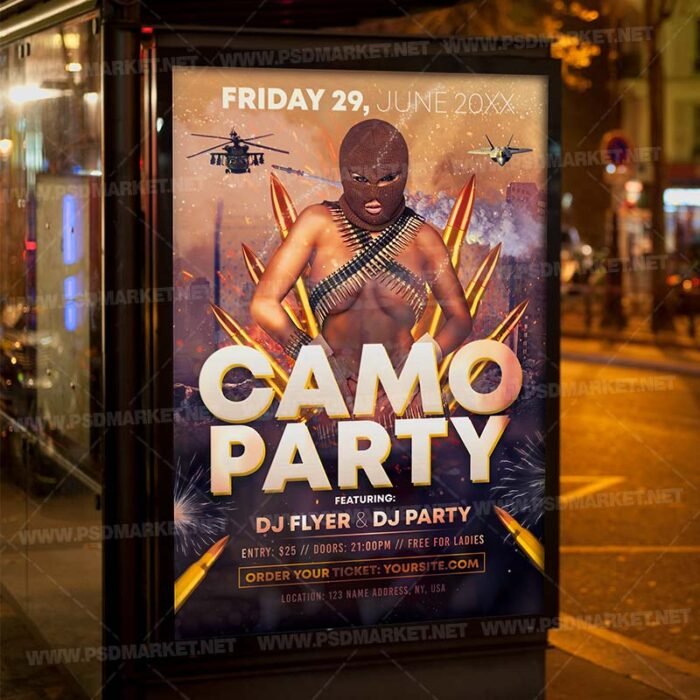 Download Camo Party PSD Template Flyer | PSDmarket