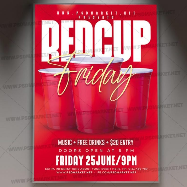 Download Red Cup Party PSD Template Flyer | PSDmarket