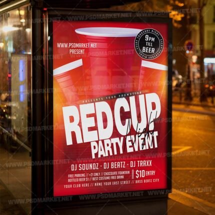 Red Cup Party Event PSD Template - PSDmarket