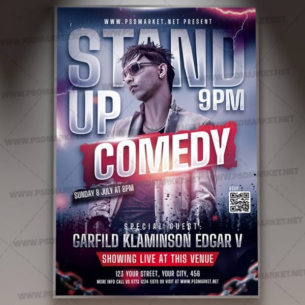 Download Stand Up Comedy Flyer - PSD Template | PSDmarket