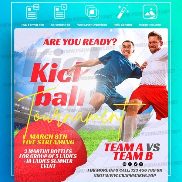 Download Kickball Tournament Flyer - PSD Template | PSDmarket