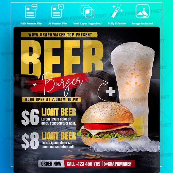 Beer Burger Templates in PSD & Vector | PSDmarket