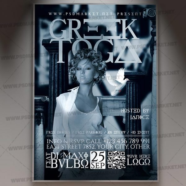 Download Greek Party PSD Template Flyer | PSDmarket