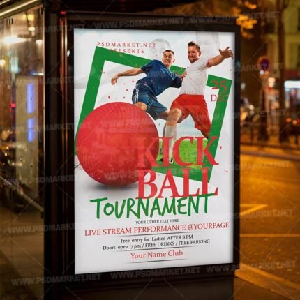 Download Kickball Tournament PSD Template Flyer | PSDmarket