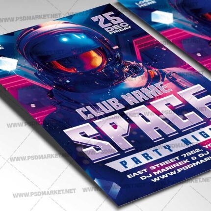 Download Space Party PSD Template Flyer | PSDmarket