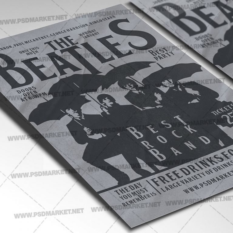 The Beatles Day - Club Flyer PSD Template | PSDmarket