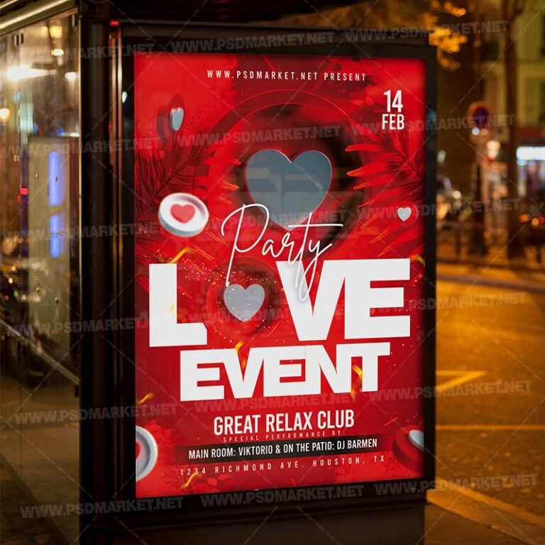 Love Event Card Printable Template - PSDmarket