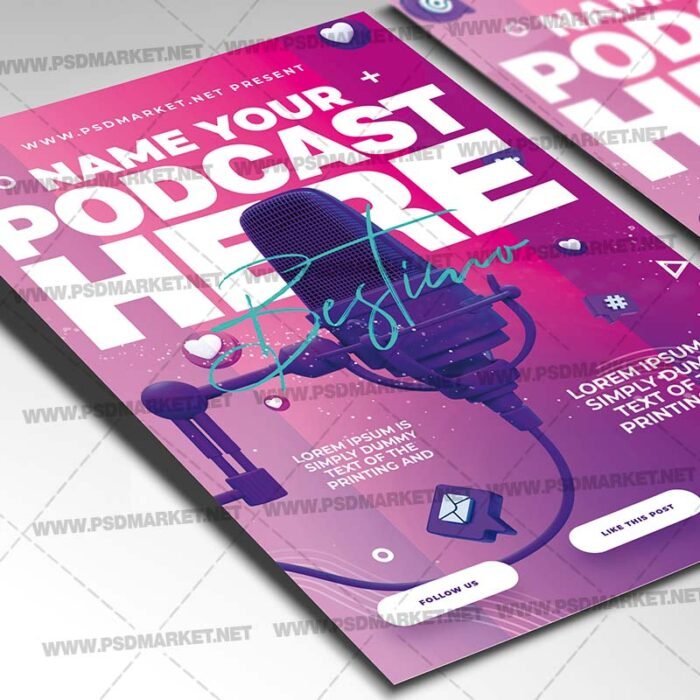 Podcast Card Printable Template Flyer PSD | PSDmarket