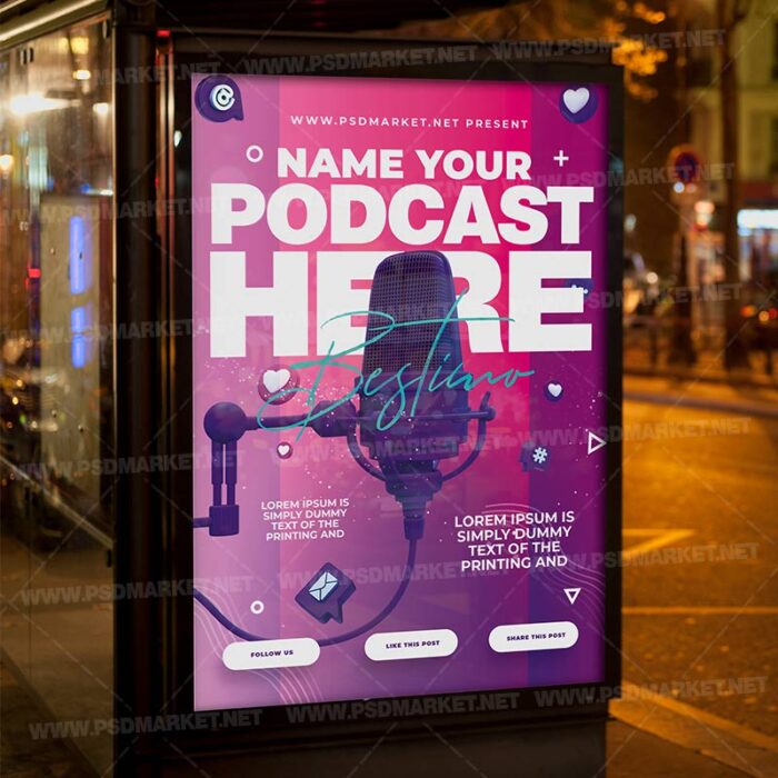 Podcast Card Printable Template Flyer PSD | PSDmarket