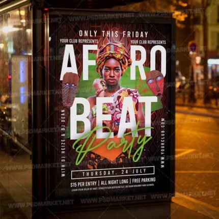 Afro Beat Party Card Printable Template - PSDmarket