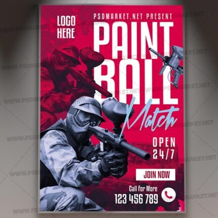 Paintball Card Printable Template Flyer PSD | PSDmarket