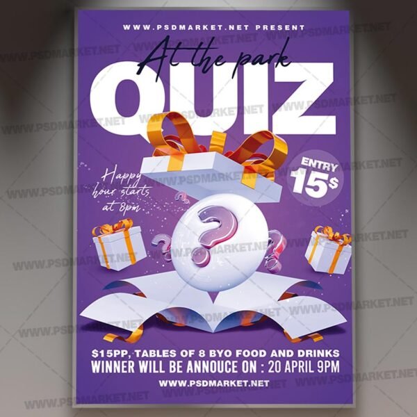 Download Pub Quiz PSD Template Flyer | PSDmarket