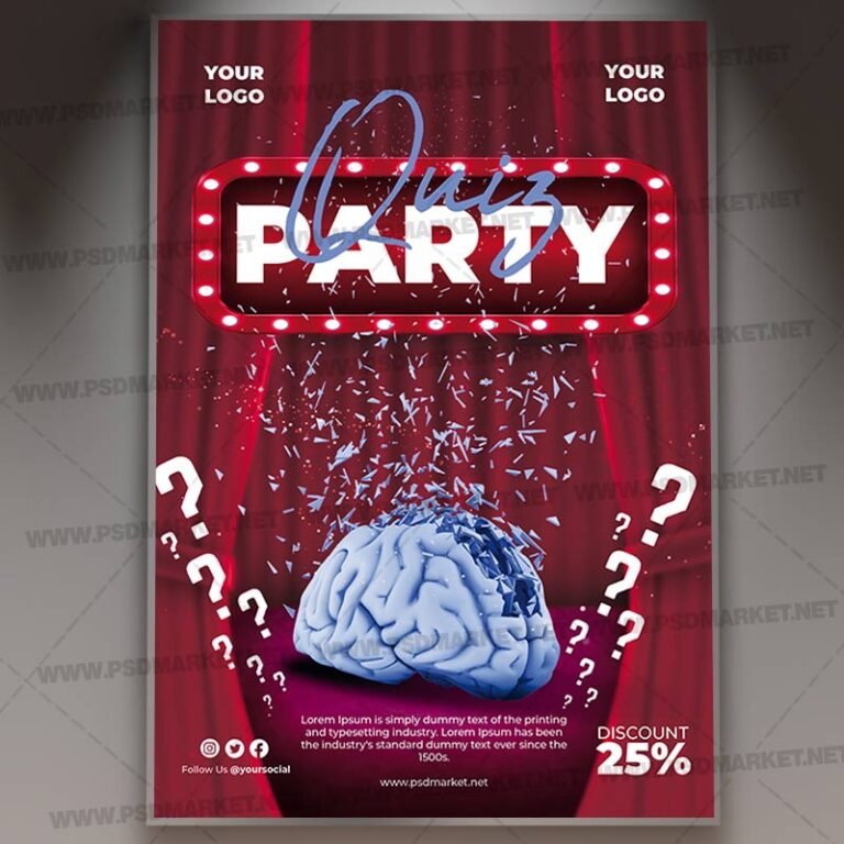 Quiz Party Card Printable Template - PSDmarket