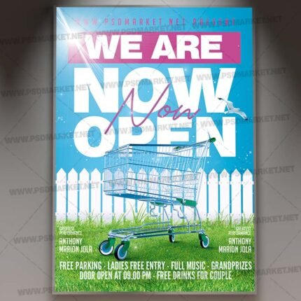 We Open Card Printable Template Flyer PSD | PSDmarket