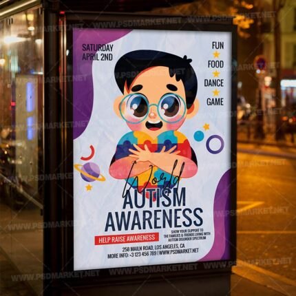 Autism Awareness Card Printable Template Flyer PSD | PSDmarket