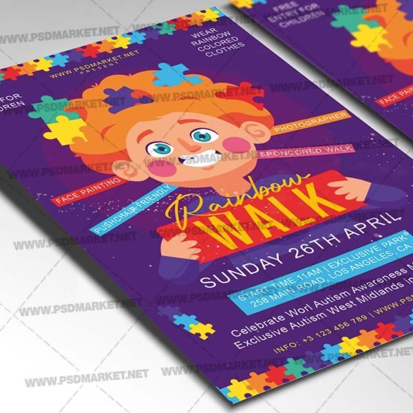 Autism Awareness Event Card Printable Template | PSDmarket