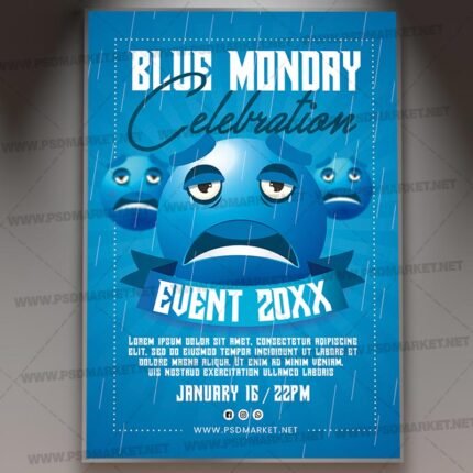 Blue Monday Card Printable Template | PSDmarket