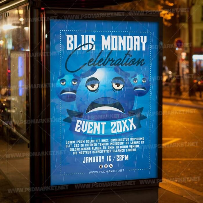 Blue Monday Card Printable Template | PSDmarket