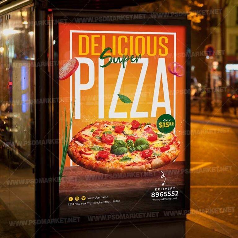 Hot Pizza Card Printable Template - PSDmarket