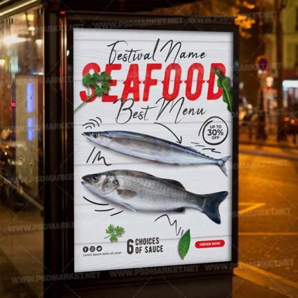 Seafood Fest Card Printable Template - PSDmarket