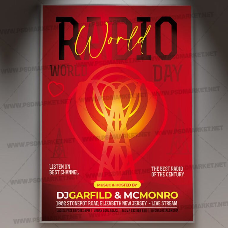 Happy World Radio Day Card Printable Template | PSDmarket