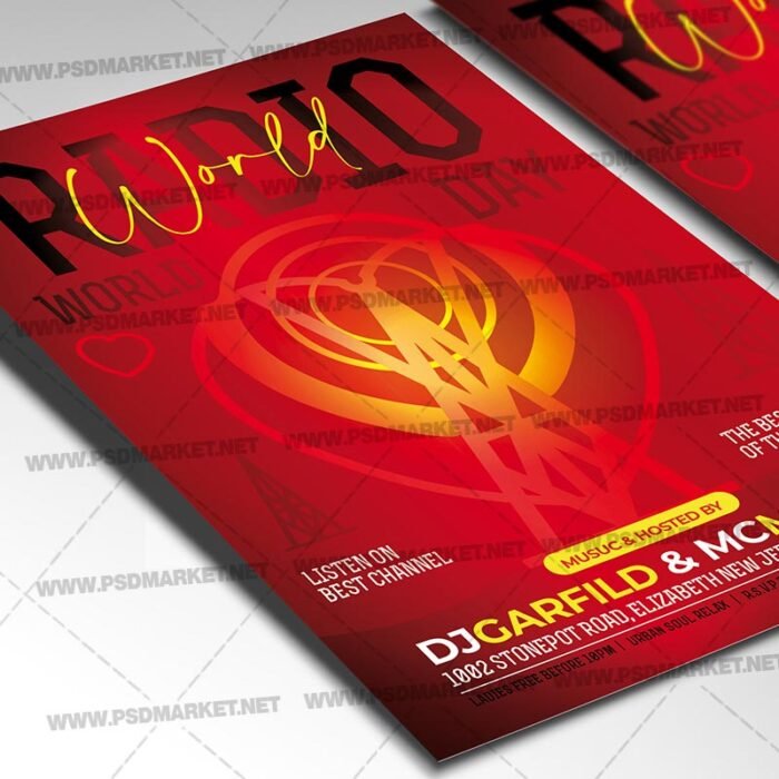 Radio Day Card Printable Template Flyer PSD | PSDmarket